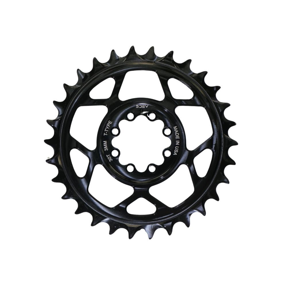 5DEV Chainring - T-Type SRAM 8-Bolt Chainring - 3mm Offset - 34T - Bla ...